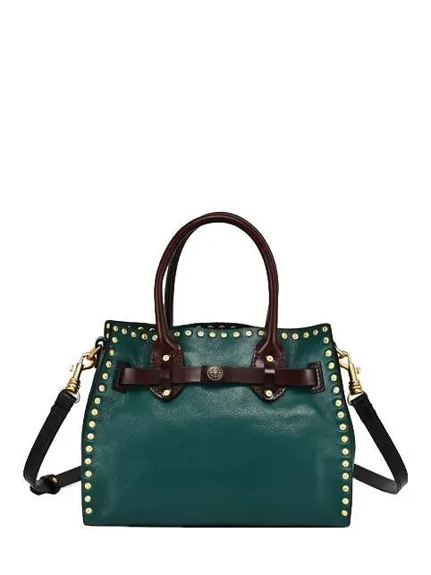 OLD TREND Westland Genuine Leather Studded Mini Tote - Teal