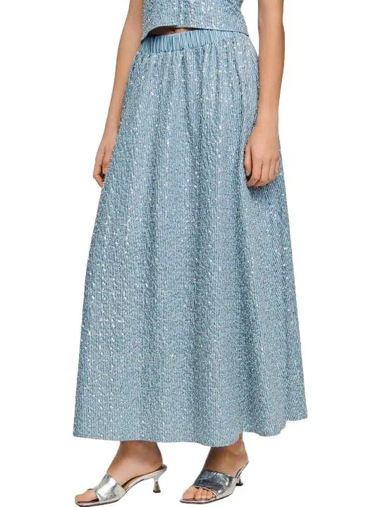 Sandro Long Sequined Skirt - Cornflower