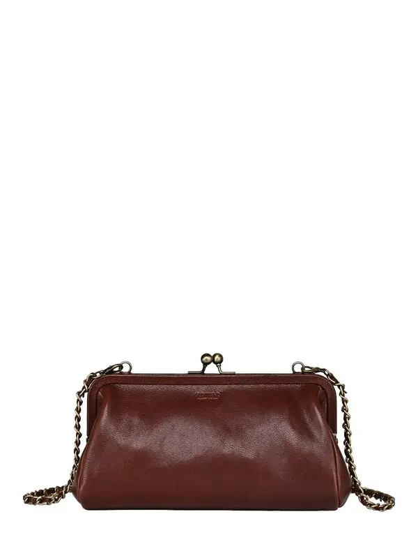 OLD TREND Iris Genuine Leather Vintage Frame Crossbody Bag - Brown