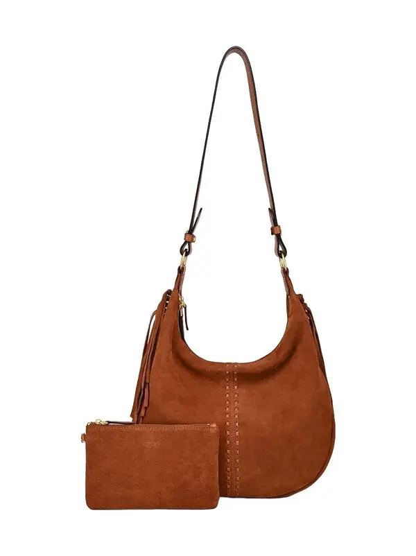 OLD TREND Leather Suede Heritage Shoulder Bag - Brown