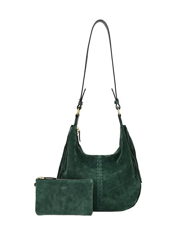 OLD TREND Leather Suede Heritage Shoulder Bag - Kale