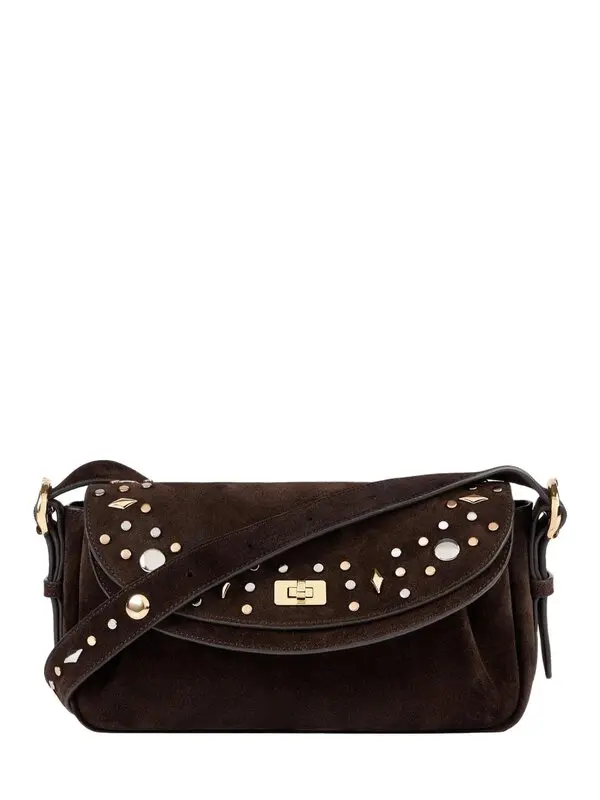 Sandro Le Mambo Janys Studded Suede Bag - Black Brown