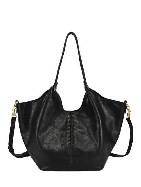OLD TREND Magnolia Genuine Leather Handwoven Convertible Tote - Black
