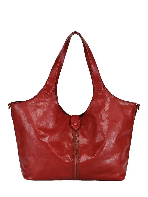 OLD TREND Marigold Genuine Leather Carryall Tote - Burgundy