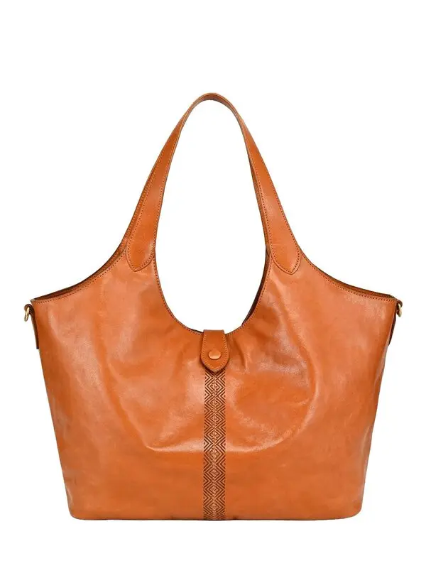 OLD TREND Marigold Genuine Leather Carryall Tote - Caramel