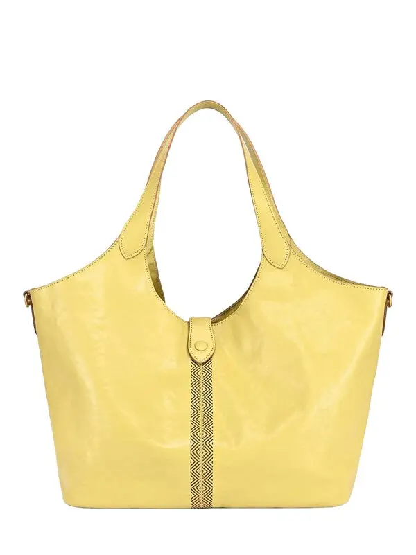 OLD TREND Marigold Genuine Leather Carryall Tote - Lemon