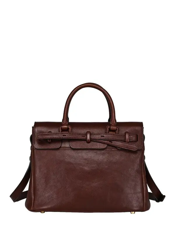 OLD TREND Wishbone Genuine Leather Heritage Satchel - Brown