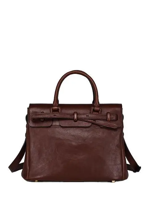 OLD TREND Wishbone Genuine Leather Structured Heritage Satchel - Brown