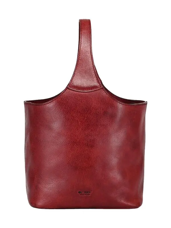 OLD TREND Napa Genuine Leather Handcrafted Basket Bag - Burgundy