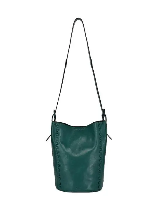 OLD TREND Juniper Genuine Leather Woven Barrel Crossbody Bag - Teal