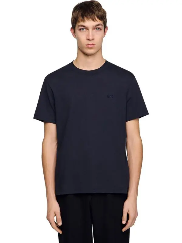 Sandro T-shirt With Double S Patch - Navy Blue