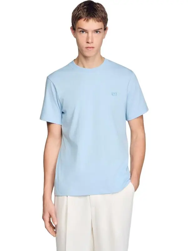 Sandro T-shirt With Double S Patch - Sky Blue