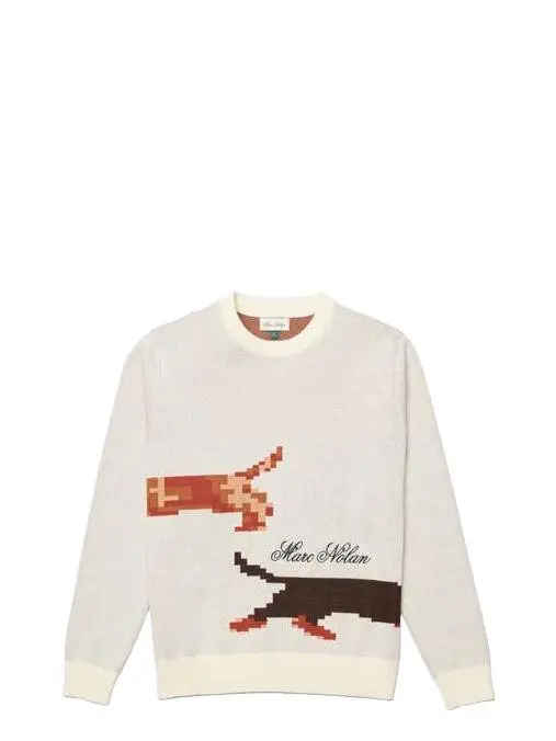 MARC NOLAN Pixel Dogs Crewneck Sweater - Cream-colored