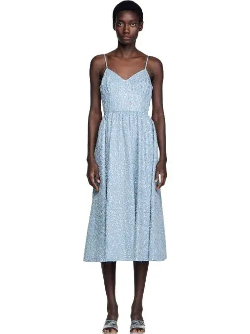 Sandro Striped Sequined Maxi Dress - Blue