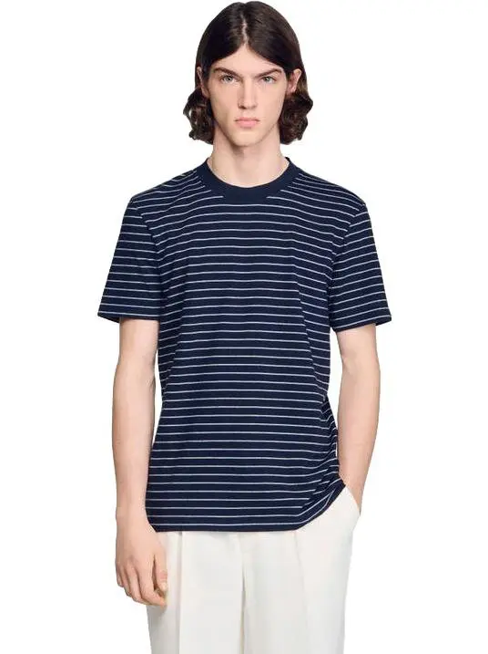 Sandro Striped T-shirt - Marine/blanc