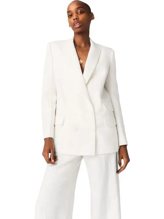 Maje Double-breasted Pinstripe Suit Jacket - White