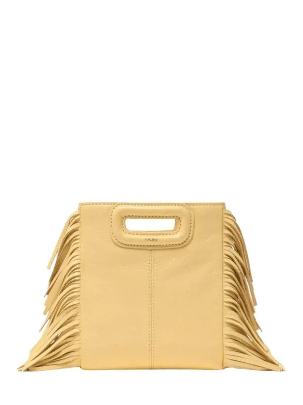 Maje M Mini Bag In Crackled Leather - Pale Yellow
