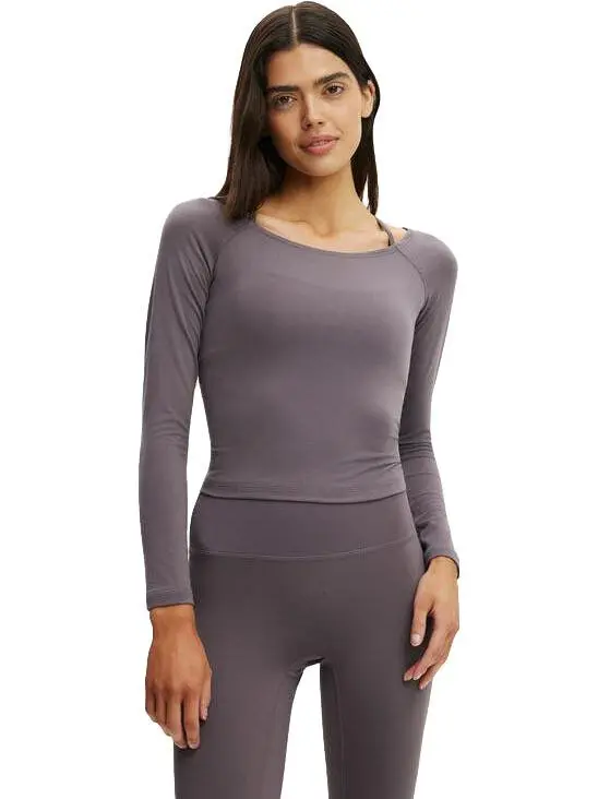 BODY Active Ultra Soft Off Shoulder Long Sleeve - Violet Grey