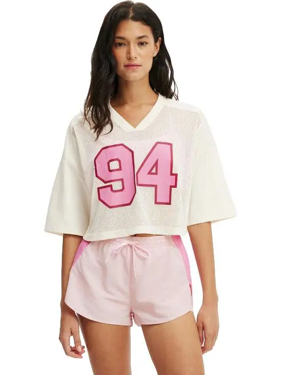 Cotton:on Active Mesh Cropped Graphic Tee - Coconut Milk