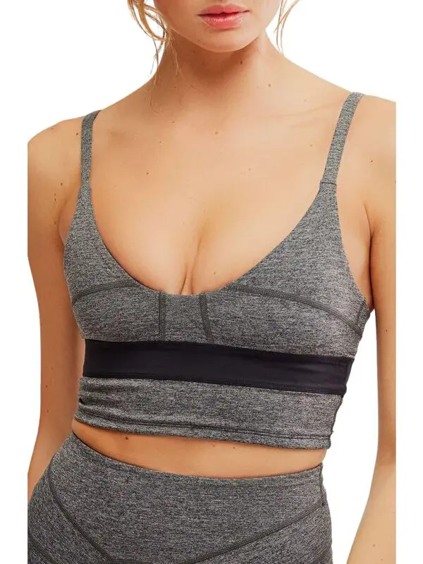 Free People Mountain Blazing Sports Bra - Black Heather