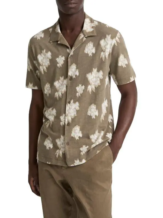 Vince Floral Slub Cotton Camp Shirt - Kalamata Combo
