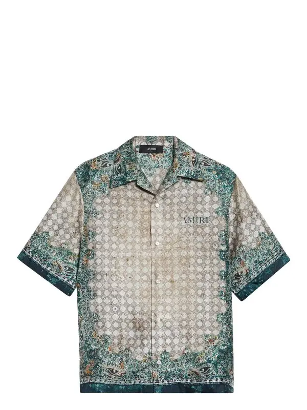 Amiri Monogram Bandana Print Silk Bowling Shirt - Multi Archived