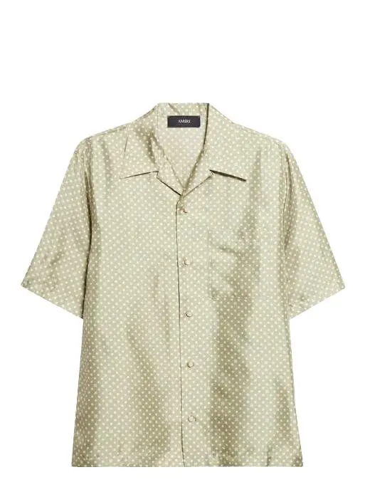 Amiri Ma Polka Dot Silk Camp Shirt - Green Tea Archived