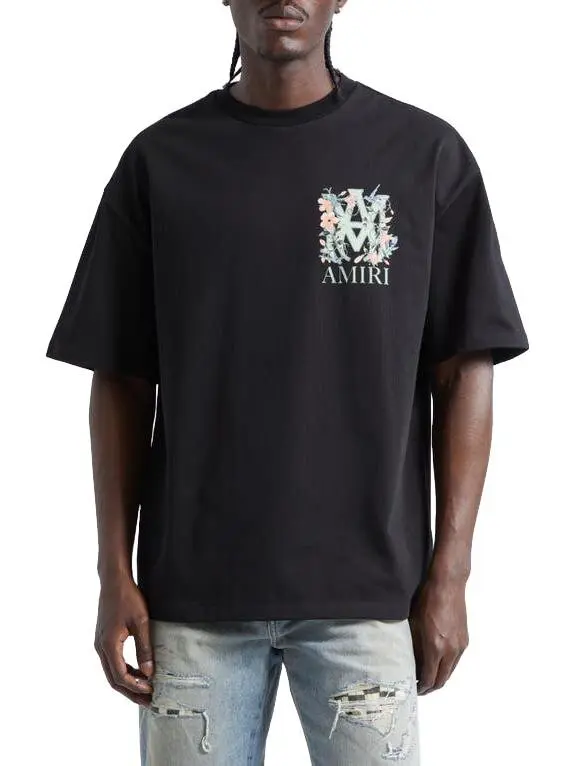 Amiri Ma Floral Oversize Graphic T-shirt - Black Archived