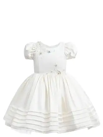 TULLEEN Embroidered Pleated Dress - Ivory