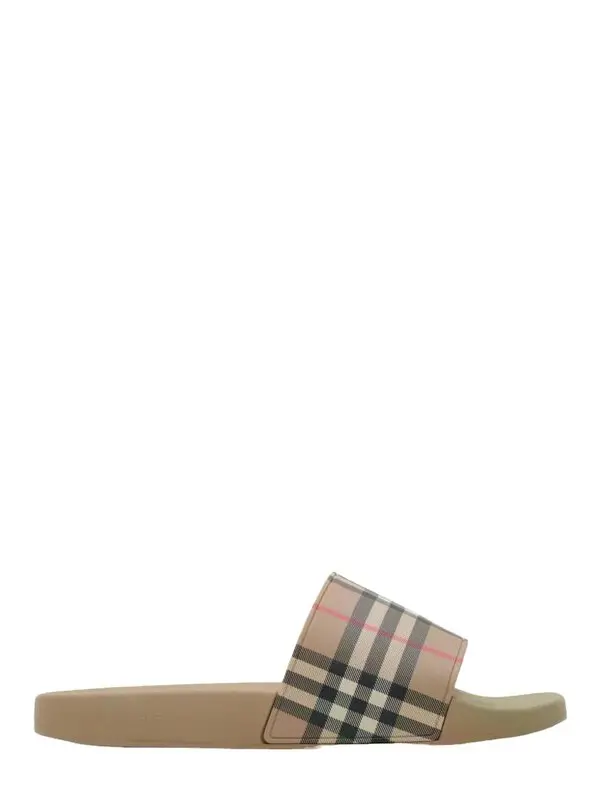 Burberry Check Slides - Neutrals