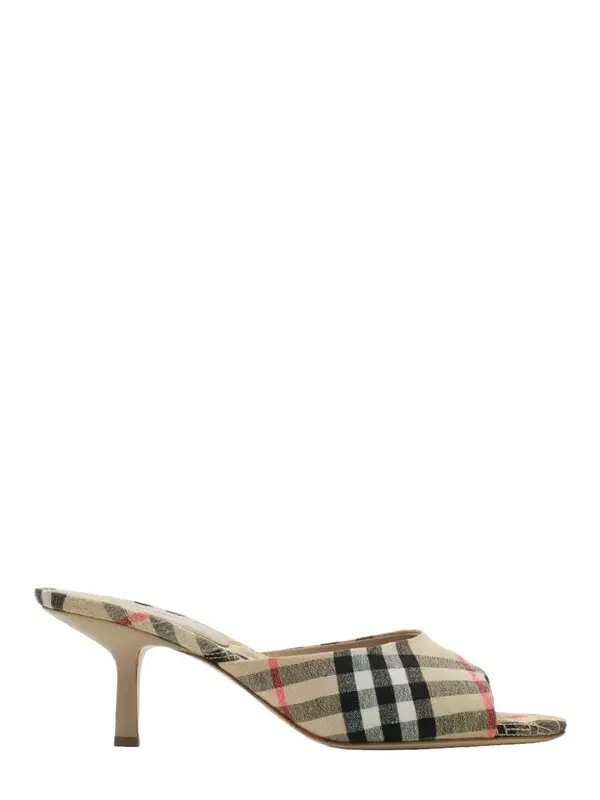 Burberry Check Linen Stiletto Sandals - Neutrals