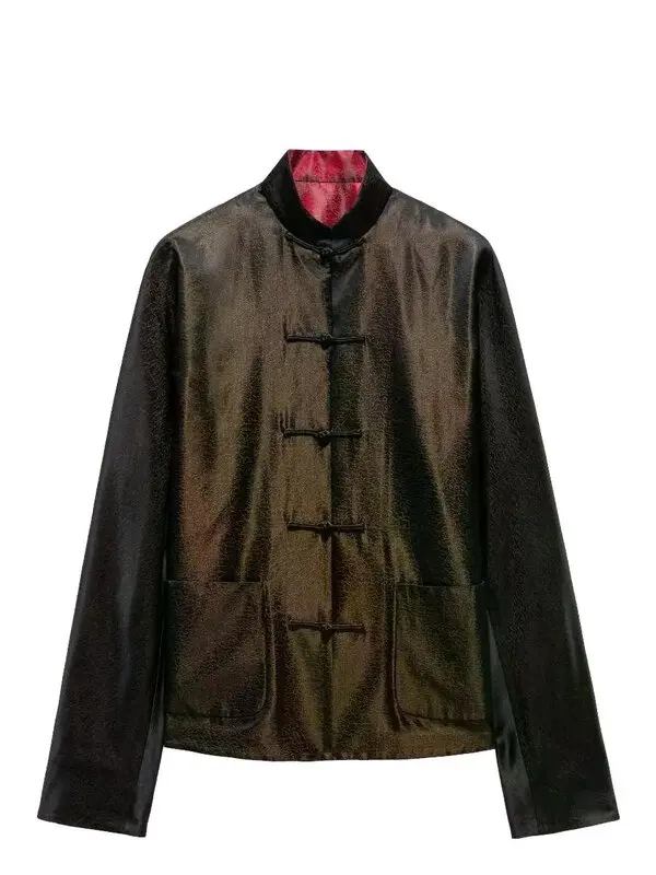 Shanghai Tang Embroidered Saddle Reversible Jacket - Brown