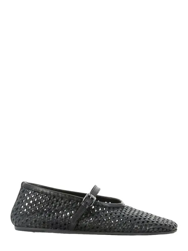 PANTANETTI Woven Buckle Strap Ballet Flats - Black