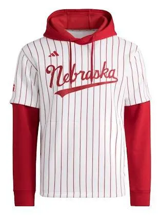 Adidas Cornhuskers Hooded Jersey - Nebraska White Team Power Red