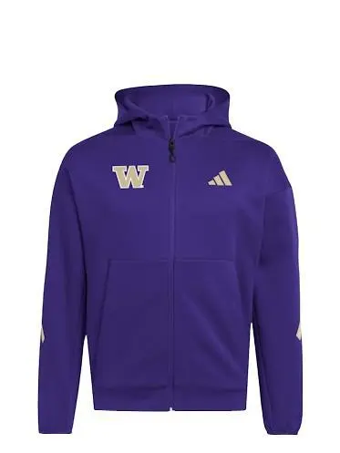 Adidas Huskies Full Zip Player Travel Zne Hoodie - Washington Team College Purple Team Sand