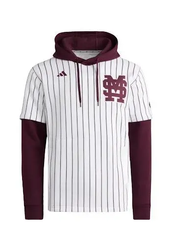 Adidas Bulldogs Jersey Hoodie - Mississippi State White Team Maroon