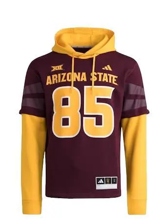 Adidas Sun Devils Jersey Hoodie - Arizona State Team Maroon Team Colleg Gold