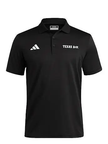 Adidas Aggies Coaches Ottoman Polo Shirt - Texas A&m Black White
