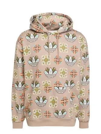 Adidas Loose Fit Allover Print Hoodie - Trace Khaki