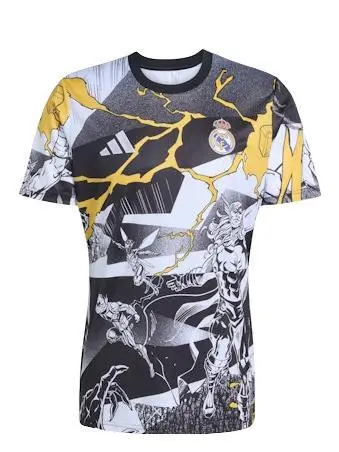 Adidas Real Madrid Avengers 2025/2026 Prematch Jersey - White Black Bold Gold
