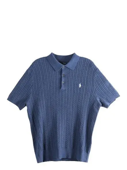 Polo Ralph Lauren Featherweight Cable-knit Polo - Rustic Navy Blue Heather