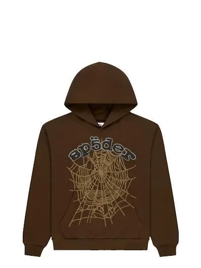 SP5DER Rhinestone Og Web Hoodie - Brown