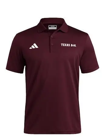 Adidas Aggies Coaches Ottoman Polo Shirt - Texas A&m Team Maroon White