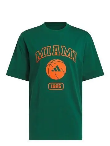 Adidas Hurricanes Chapter Tee Shirt - Miami Dark Green Collegiate Orange