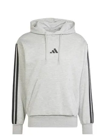 Adidas Essentials 3-stripes Fleece Hoodie - Medium Grey Heather Black