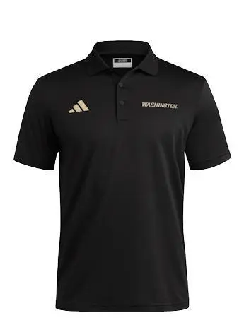 Adidas Huskies Coaches Ottoman Polo Shirt - Washington Black Team Sand