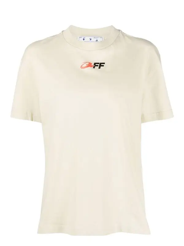 Off-White Graphicprint Cotton T-shirt - Beige/black