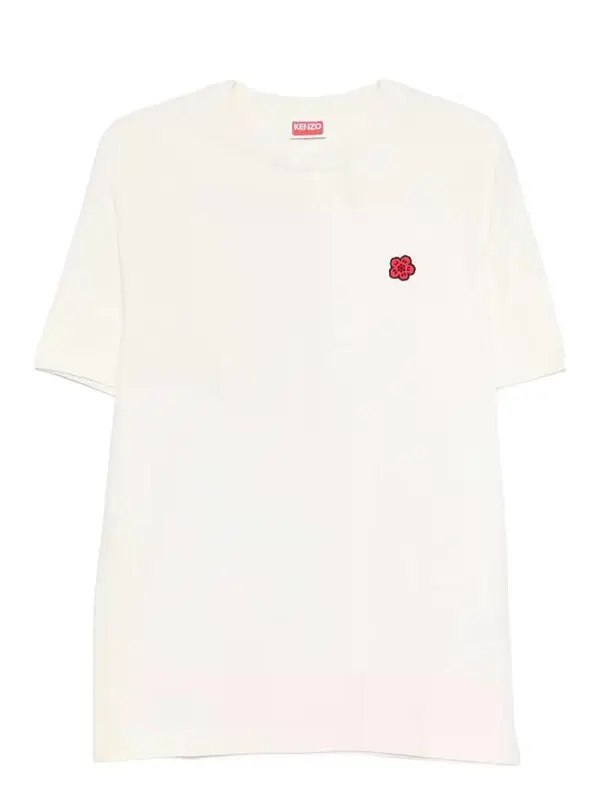 Kenzo Flower-appliqué T-shirt - Neutrals