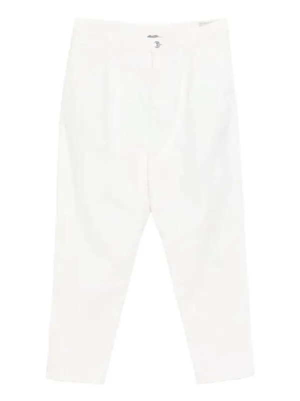 Brunello Cucinelli Pleated Front Tapered Jeans - White