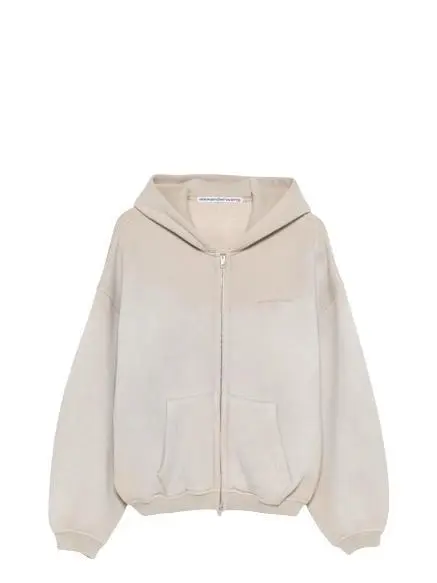 Alexander Wang Allover Hotfix Zip Up Hoodie - Washed Khaki